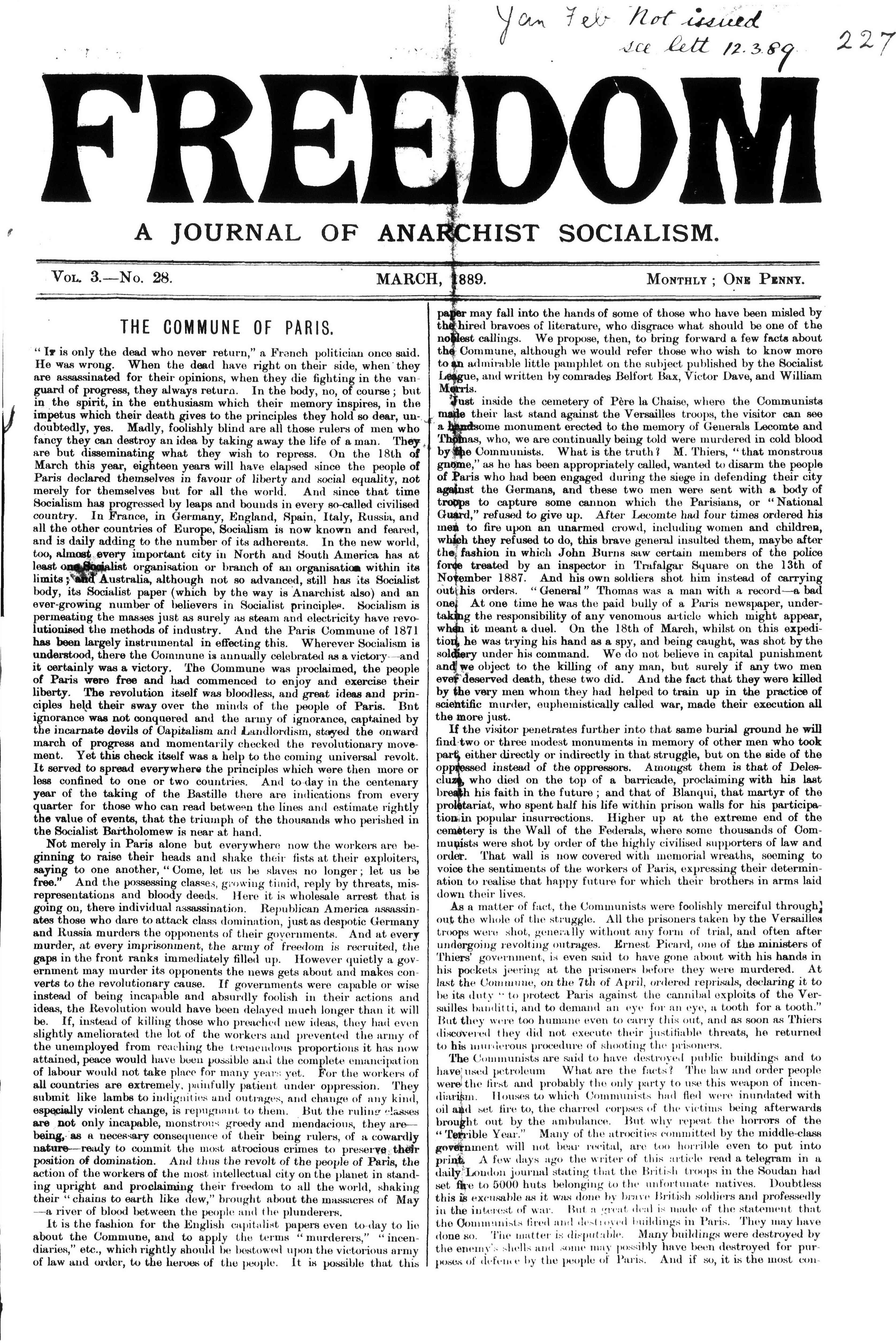 Freedom Vol 3 No 28 March 1889 Libcom Org